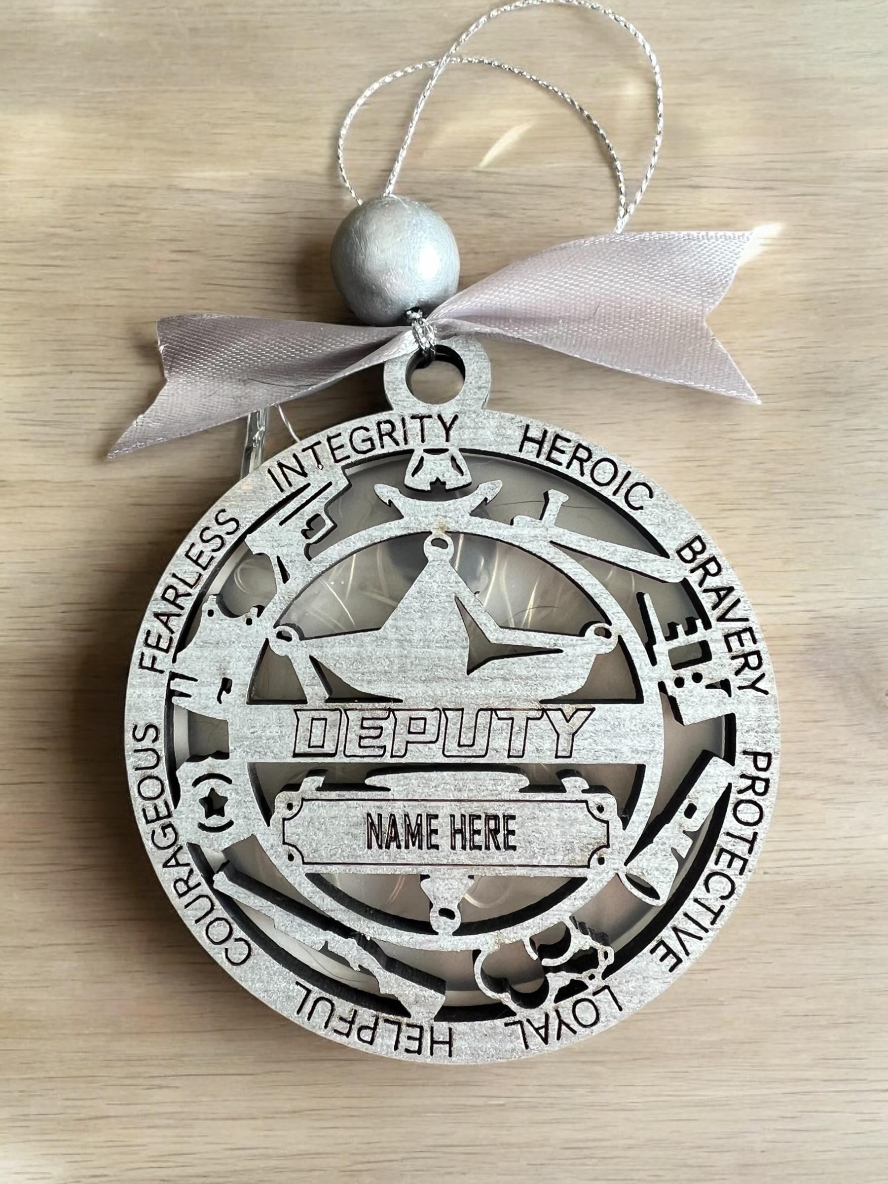 Personalized First Responder Lighted Christmas Ornament Deputy Police ...