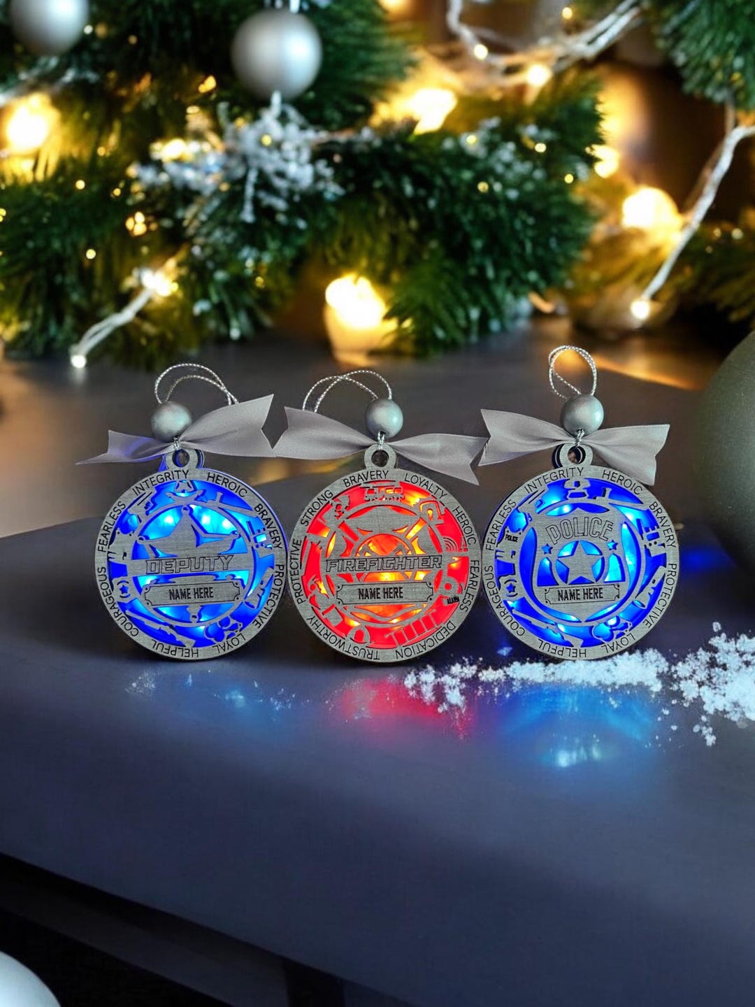 Personalized First Responder Lighted Christmas Ornament Deputy Police ...