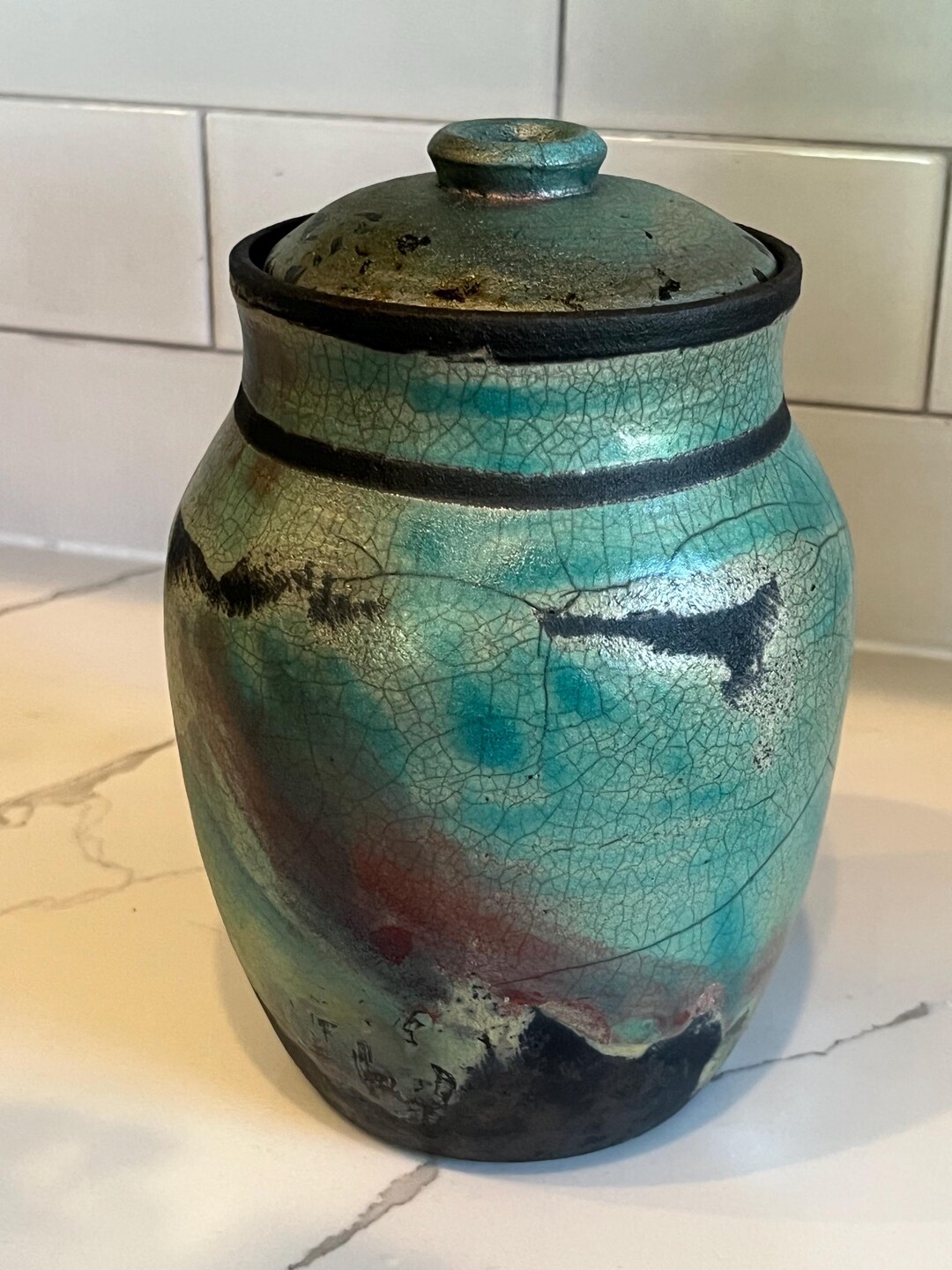 Green Raku Jar - Etsy