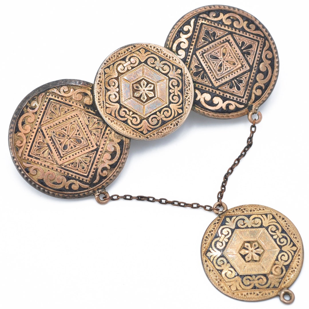 5 Cm - Ancient Orient Silver Niello Asia Brooch With Hanging Element ...