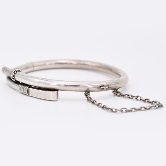 16,5 cm - Delicate Vintage Solid Silver Bangle Bow In… - Gem