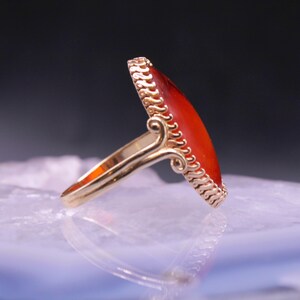 Vintage 14K Yellow Gold Red Agate Ring Size 9 - Etsy