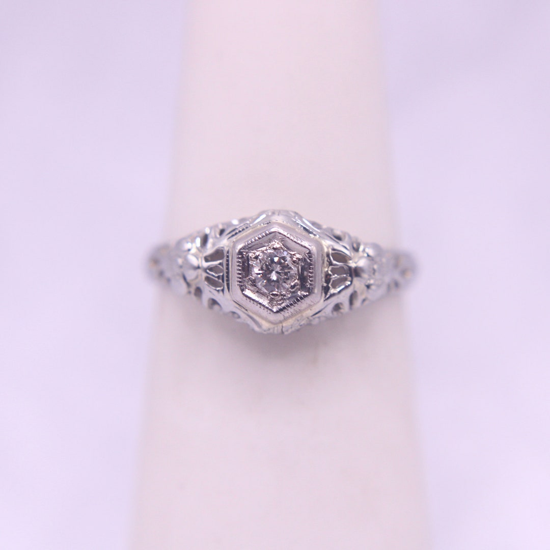 Antique Victorian 18K White Gold Diamond Engagement Ring - Etsy