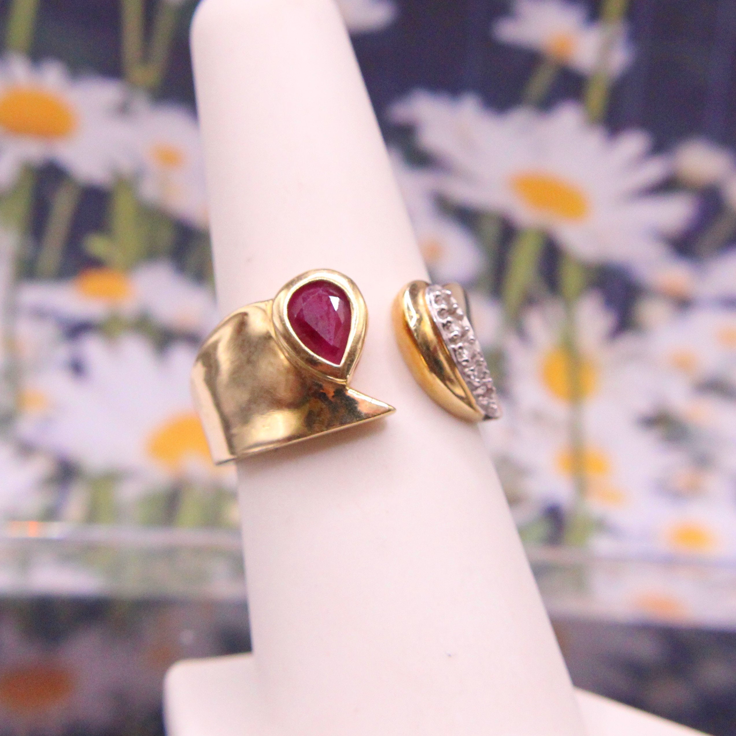 Vintage Signed Heng Ngai 10K Yellow Gold Ruby and Diamond Ring - Etsy