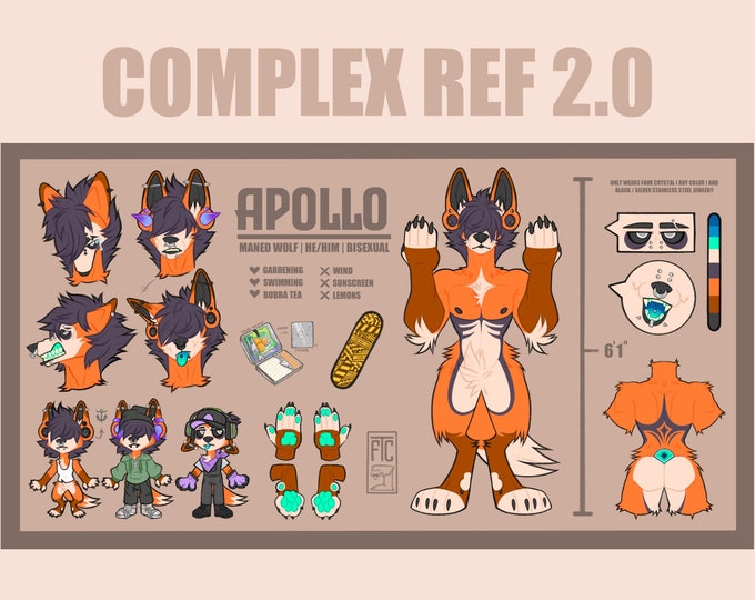 Complex Furry / Fursona Reference Sheet - Etsy