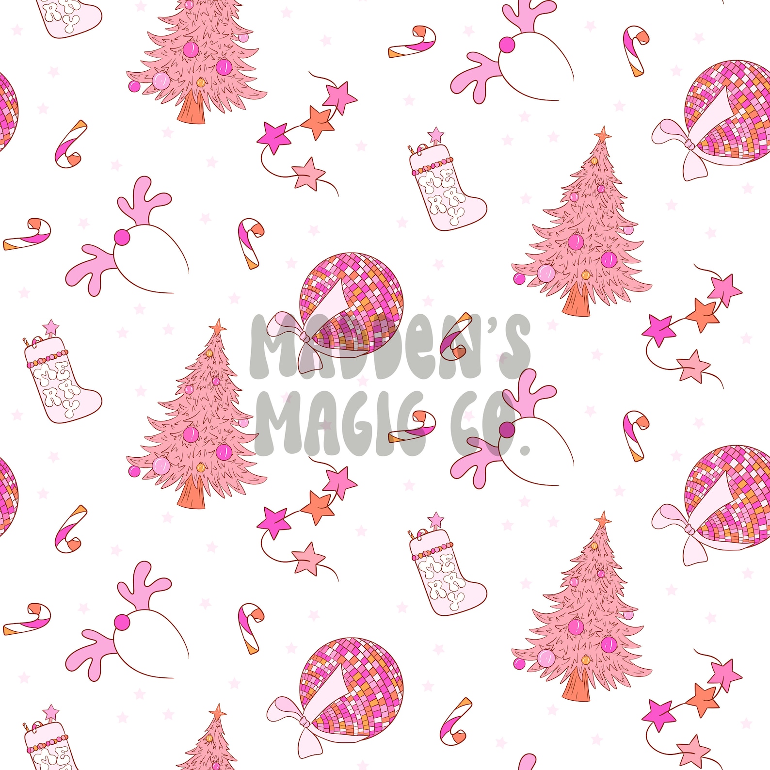 Retro Pink Christmas Seamless File, Groovy Holiday Sublimation Pattern ...