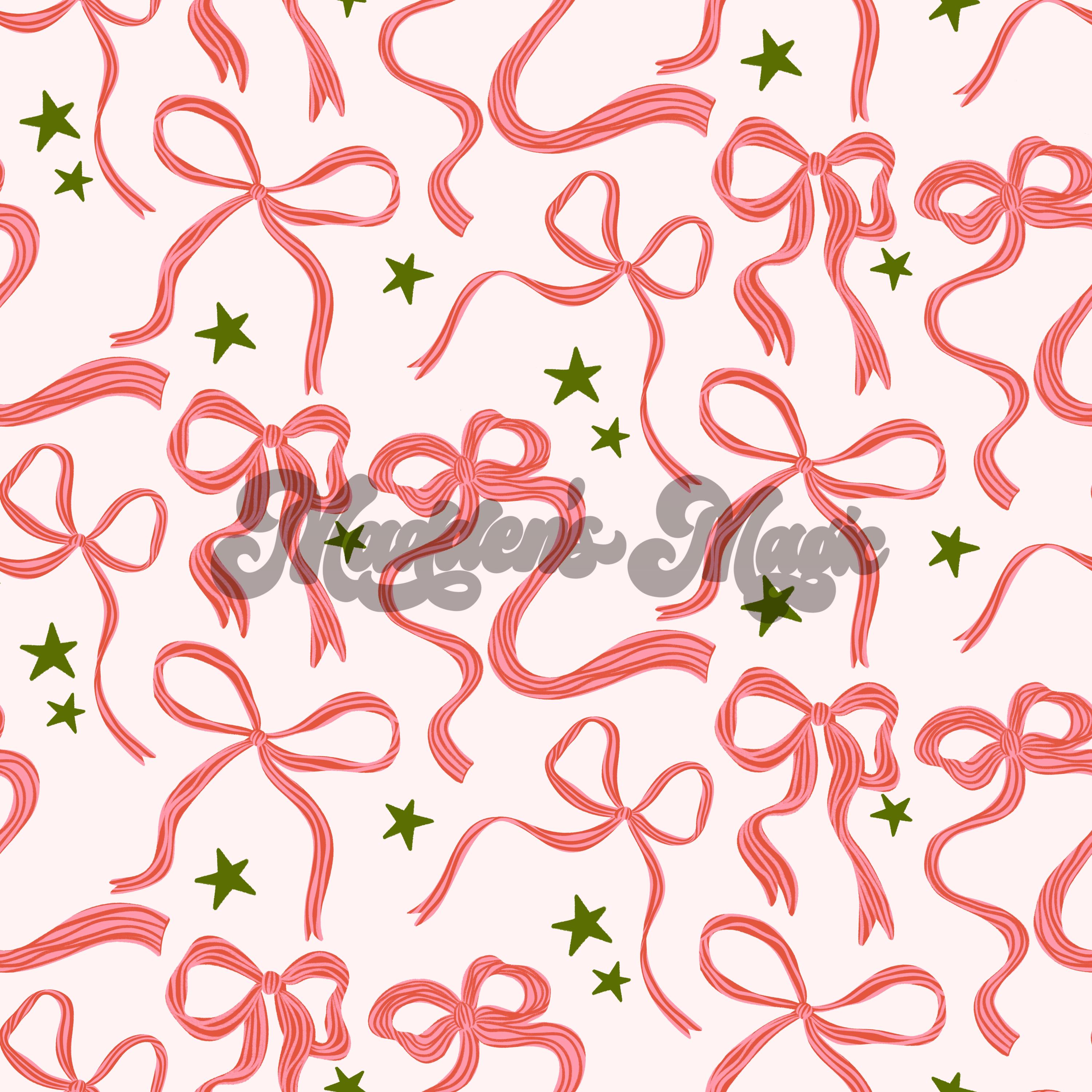 Coquette Christmas Bows Seamless File, Holiday Pink Bow Print for ...