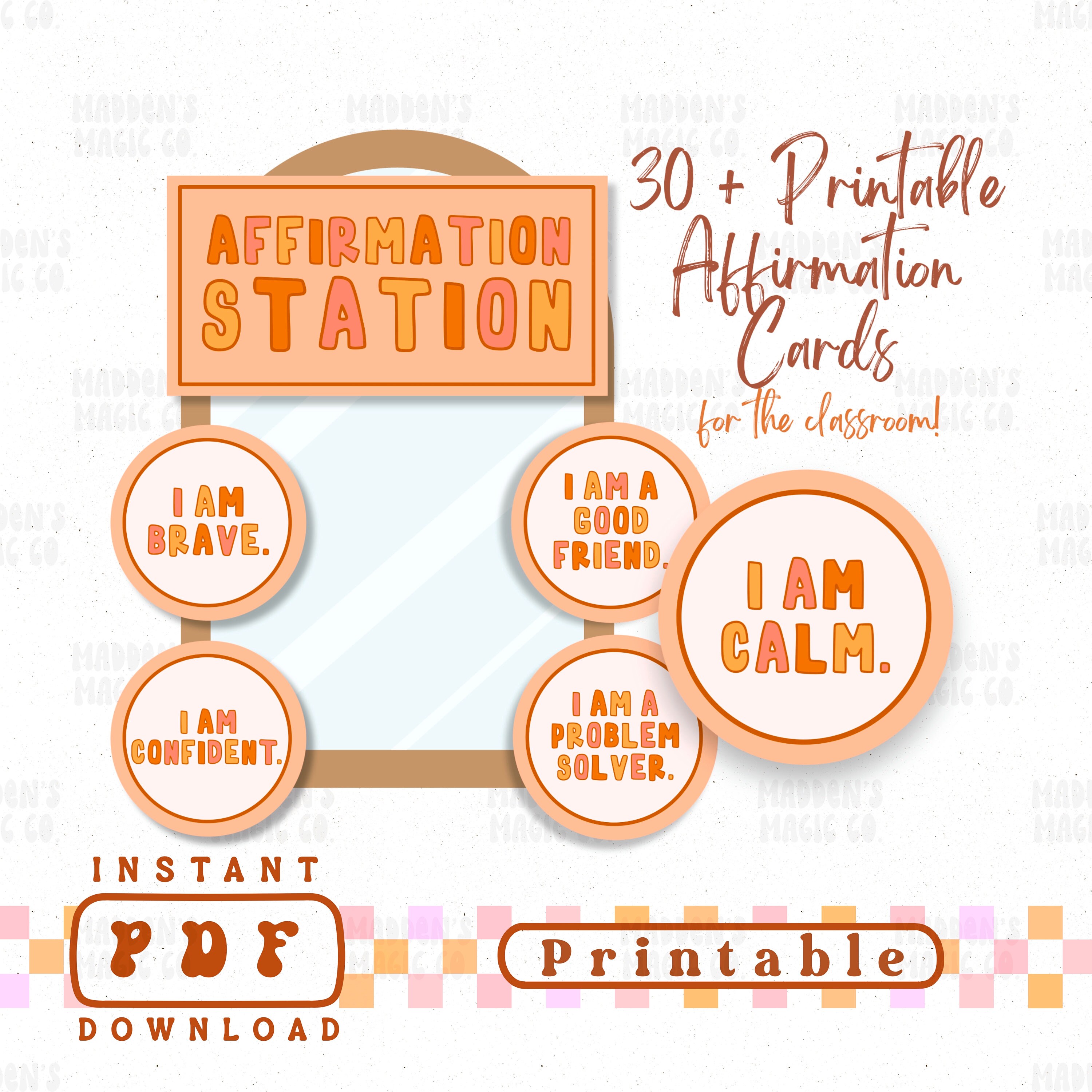 Boho Affirmation Station Classroom Bundle, Printable Neutral Classroom ...