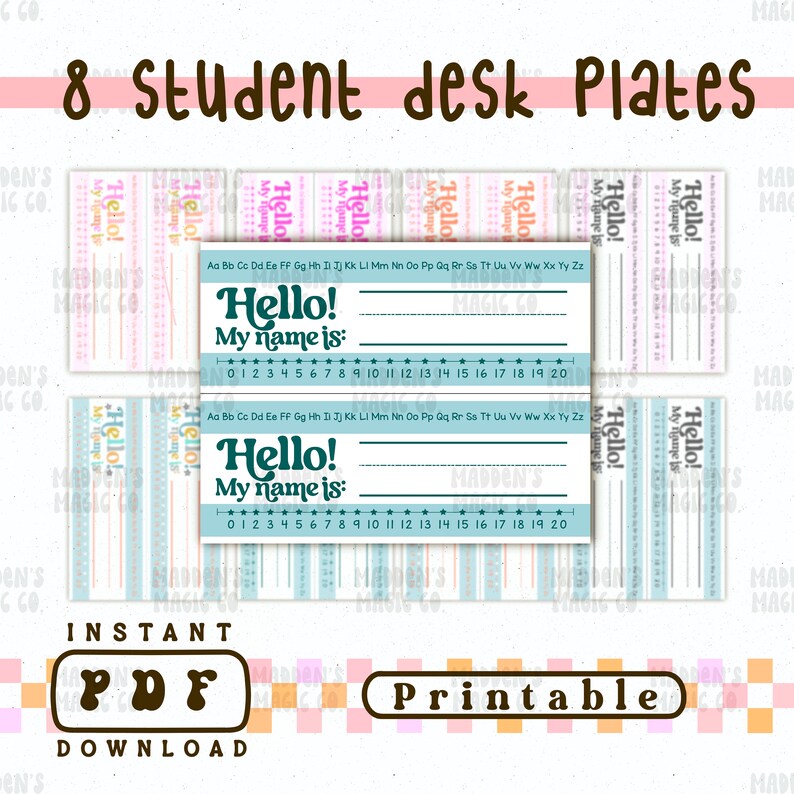 Student Desk Name Plate, Classroom Printable, Digital Download, Name ...