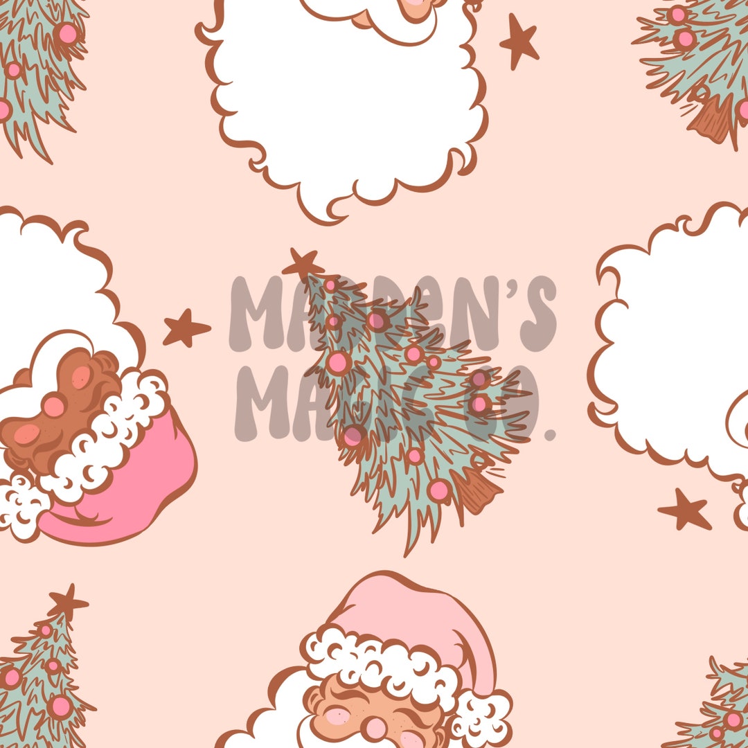 Boho Santa Seamless File, Retro Christmas Seamless File, Instant ...