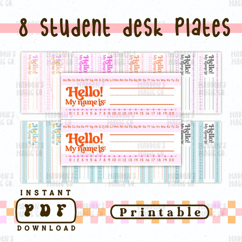 Student Desk Name Plate, Classroom Printable, Digital Download, Name ...