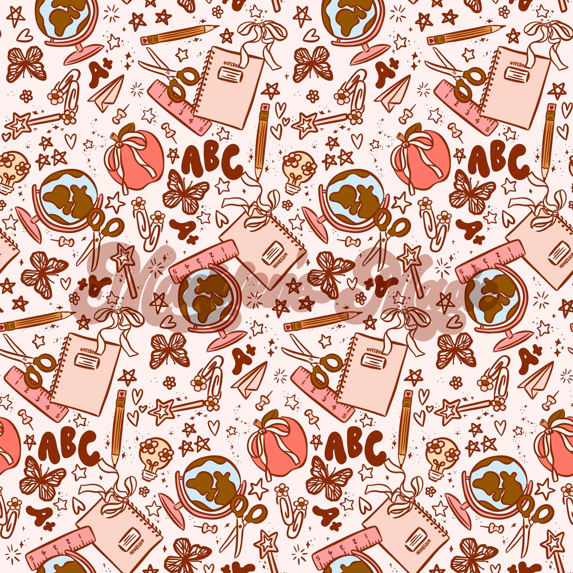 Retro Back to School ABC Seamless Surface Pattern, Teacher Print ...