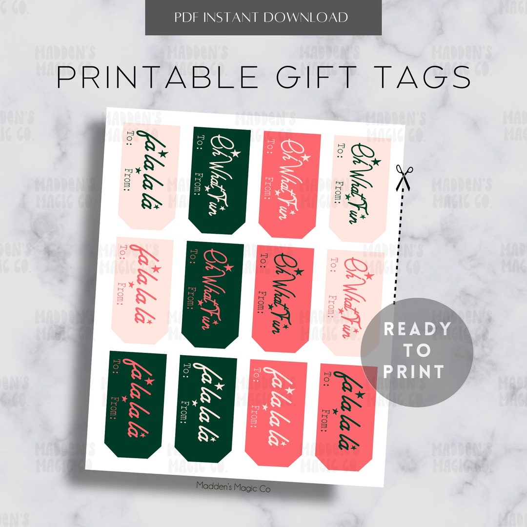 Printable Gift Tags, Digital Gift Tags, Ready to Print, Christmas Gift ...