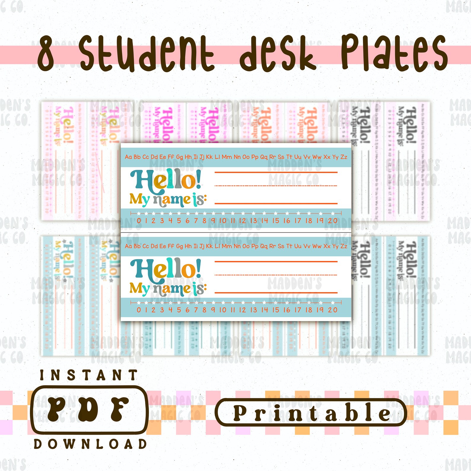 Student Desk Name Plate, Classroom Printable, Digital Download, Name ...