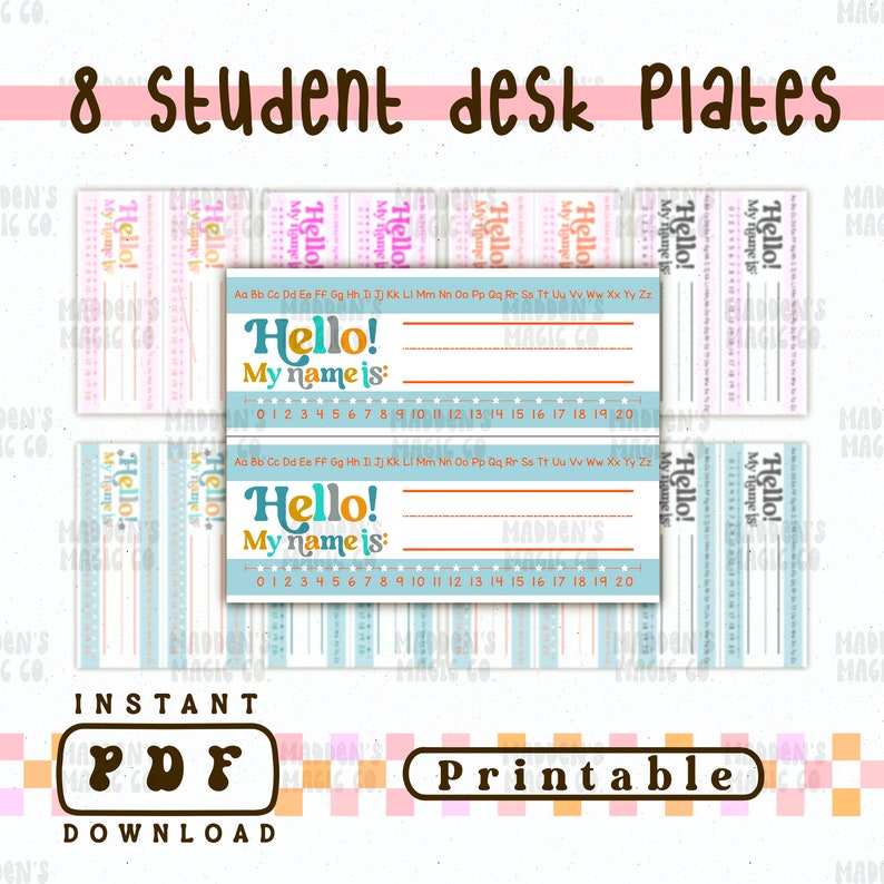 Student Desk Name Plate, Classroom Printable, Digital Download, Name ...
