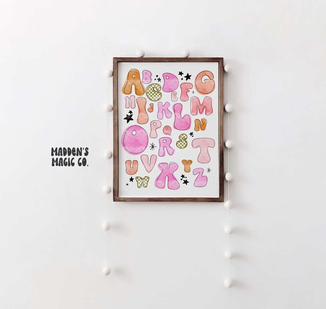 Retro Alphabet Letter Wall Art for Kids Room - Etsy