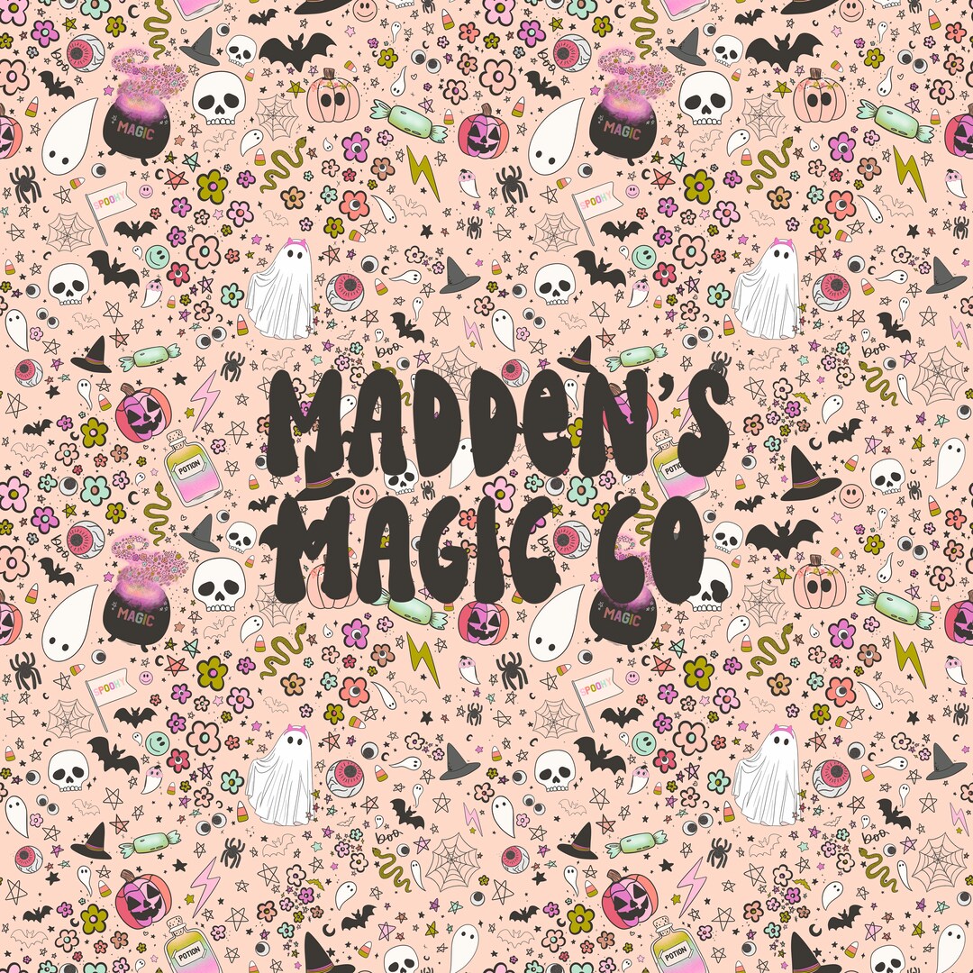 Boho Halloween Seamless Pattern, Instant Digital Download, Retro ...