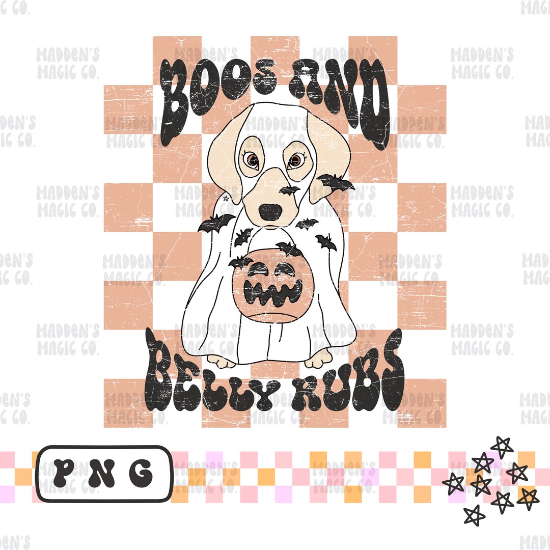Yellow Labrador Halloween PNG, Boos and Belly Rubs, Dog Halloween Png ...