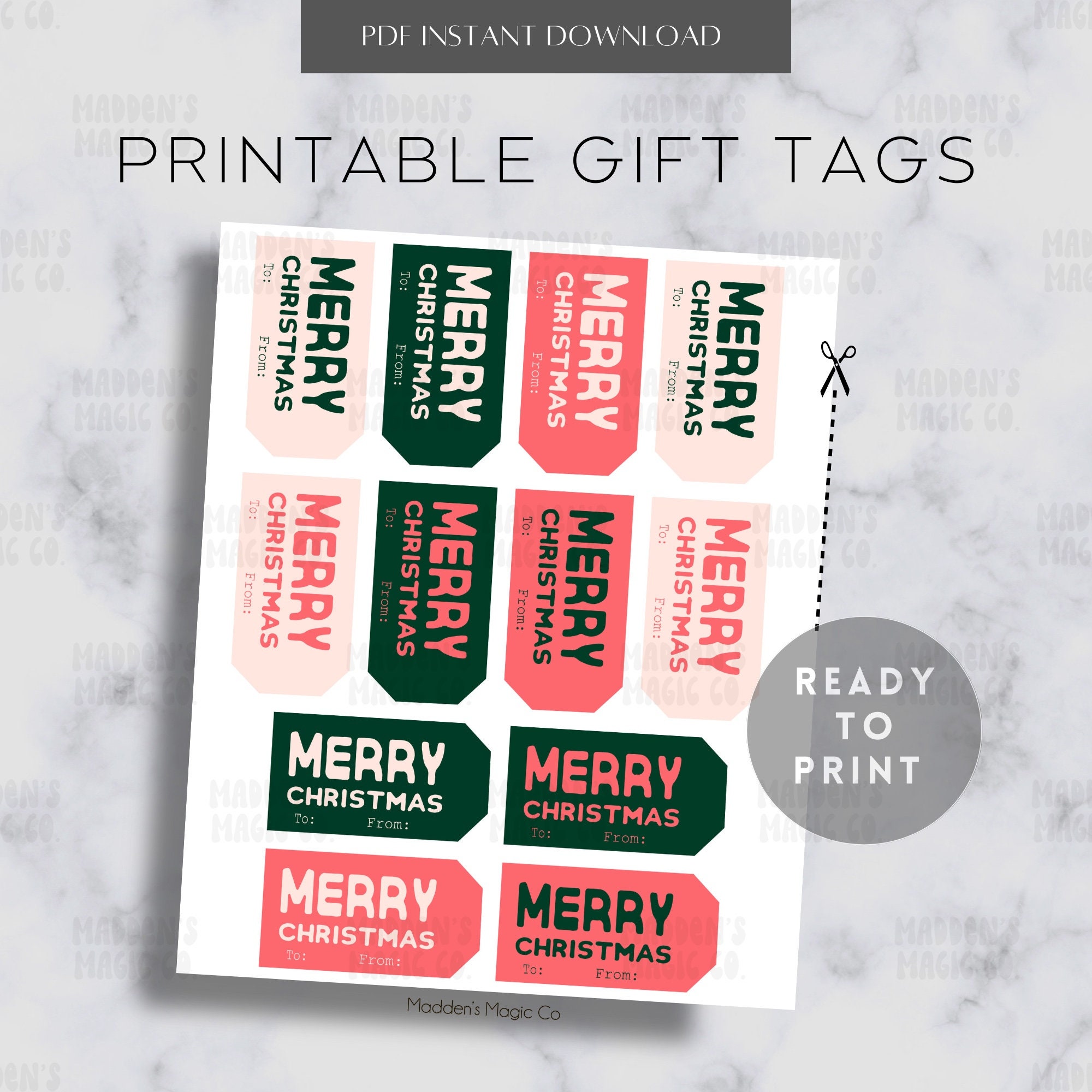 Printable Gift Tags, Digital Gift Tags, Ready to Print, Christmas Gift ...