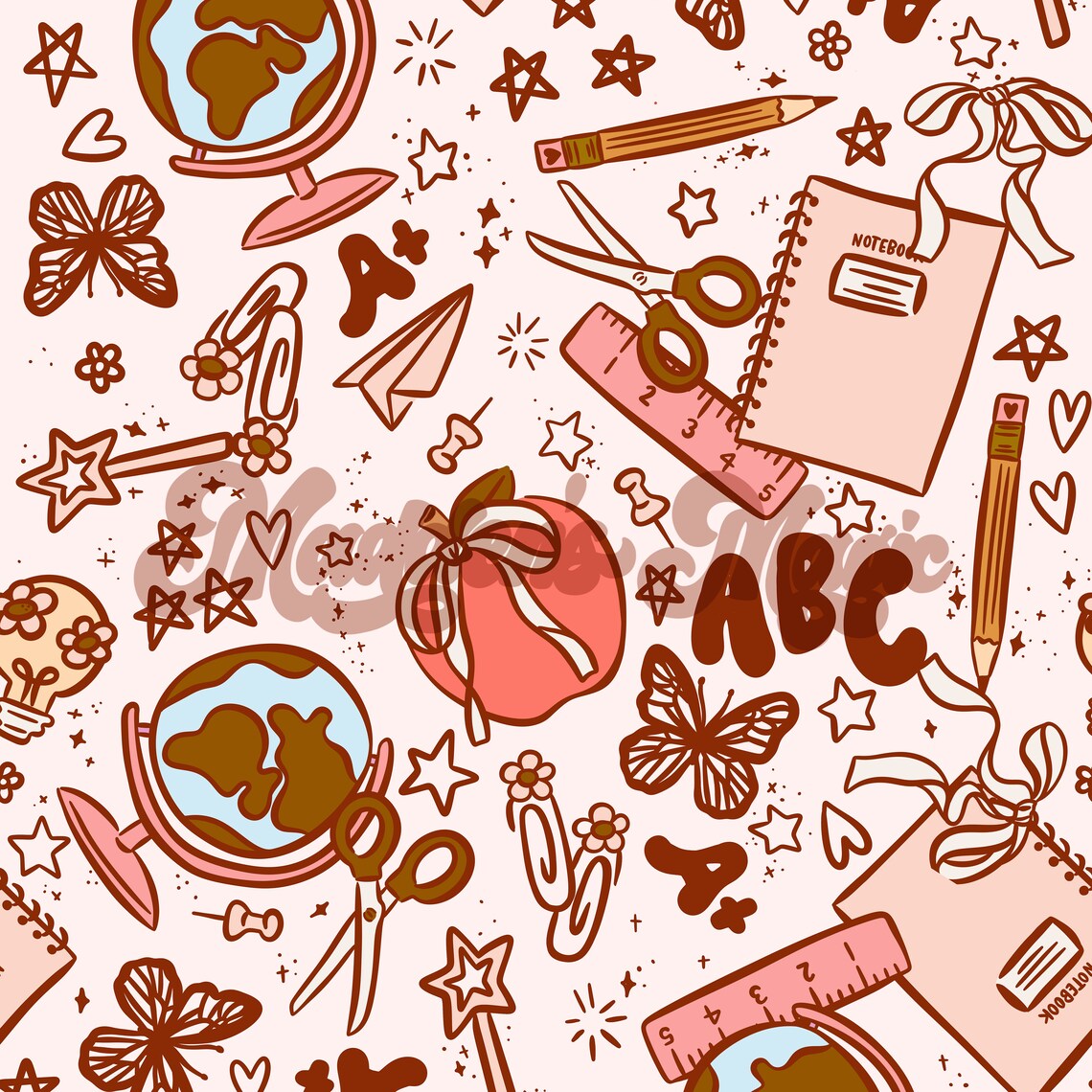 Retro Back to School ABC Seamless Surface Pattern, Teacher Print ...