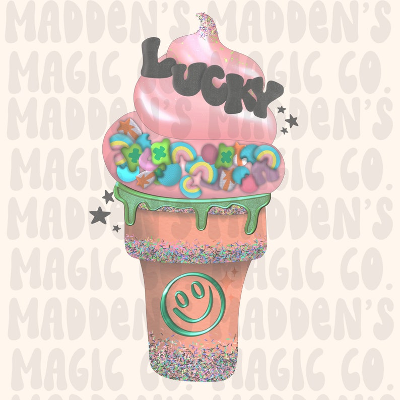 Lucky Ice Cream Cone Png, St Patricks Day Png, Sublimation Design - Etsy