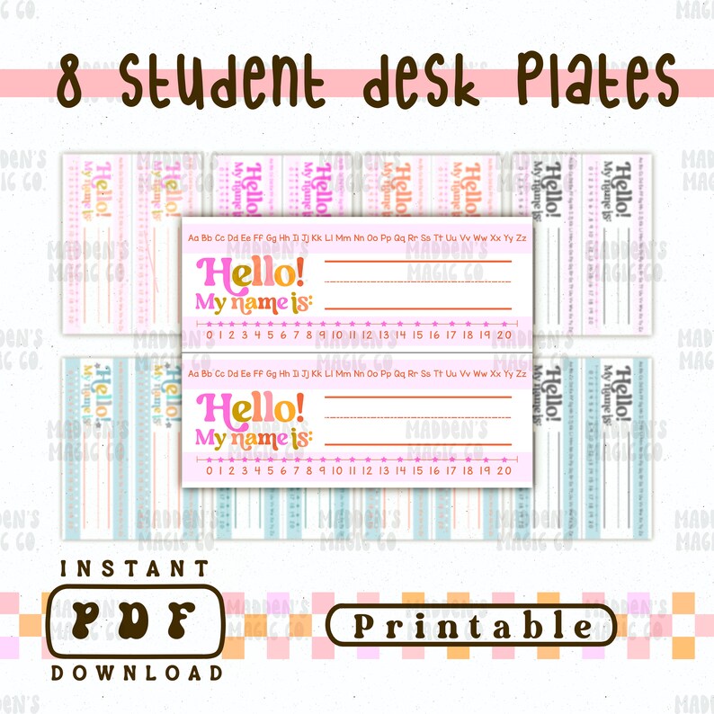Student Desk Name Plate, Classroom Printable, Digital Download, Name ...