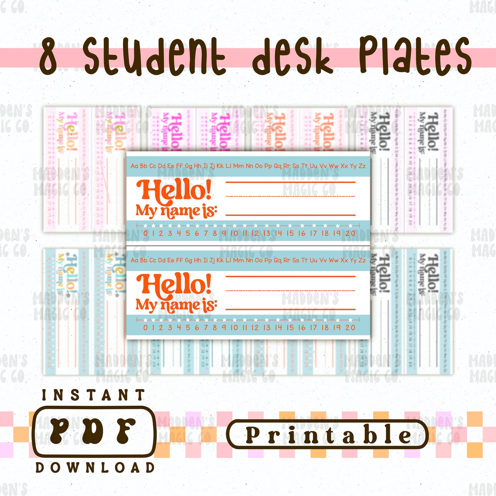 Student Desk Name Plate, Classroom Printable, Digital Download, Name ...