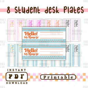 Student Desk Name Plate, Classroom Printable, Digital Download, Name ...