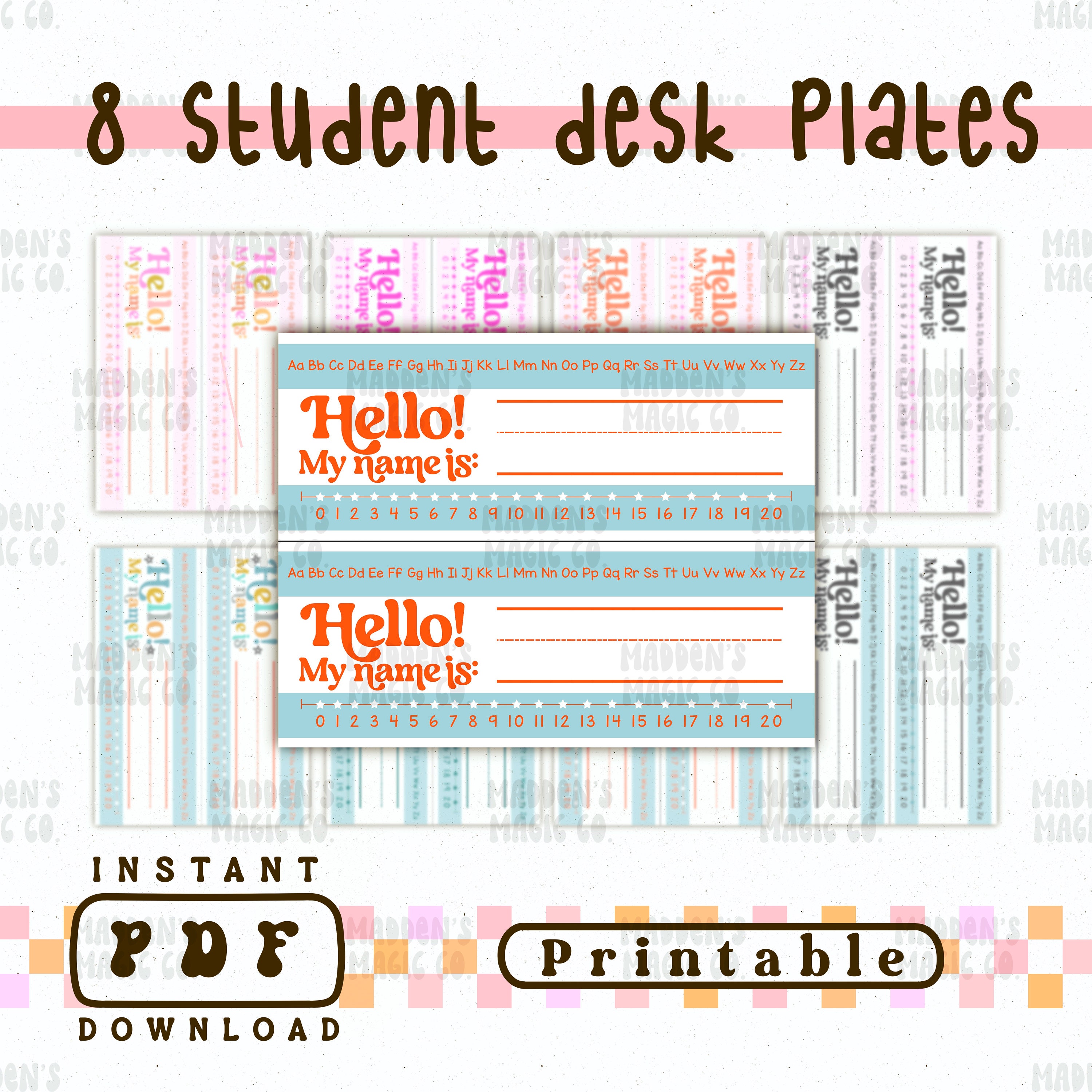 Student Desk Name Plate, Classroom Printable, Digital Download, Name ...