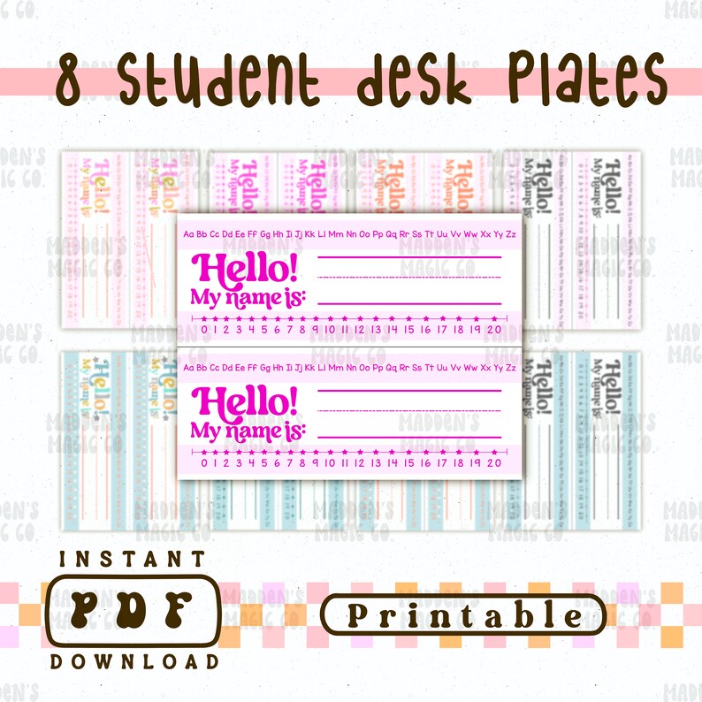 Student Desk Name Plate, Classroom Printable, Digital Download, Name ...