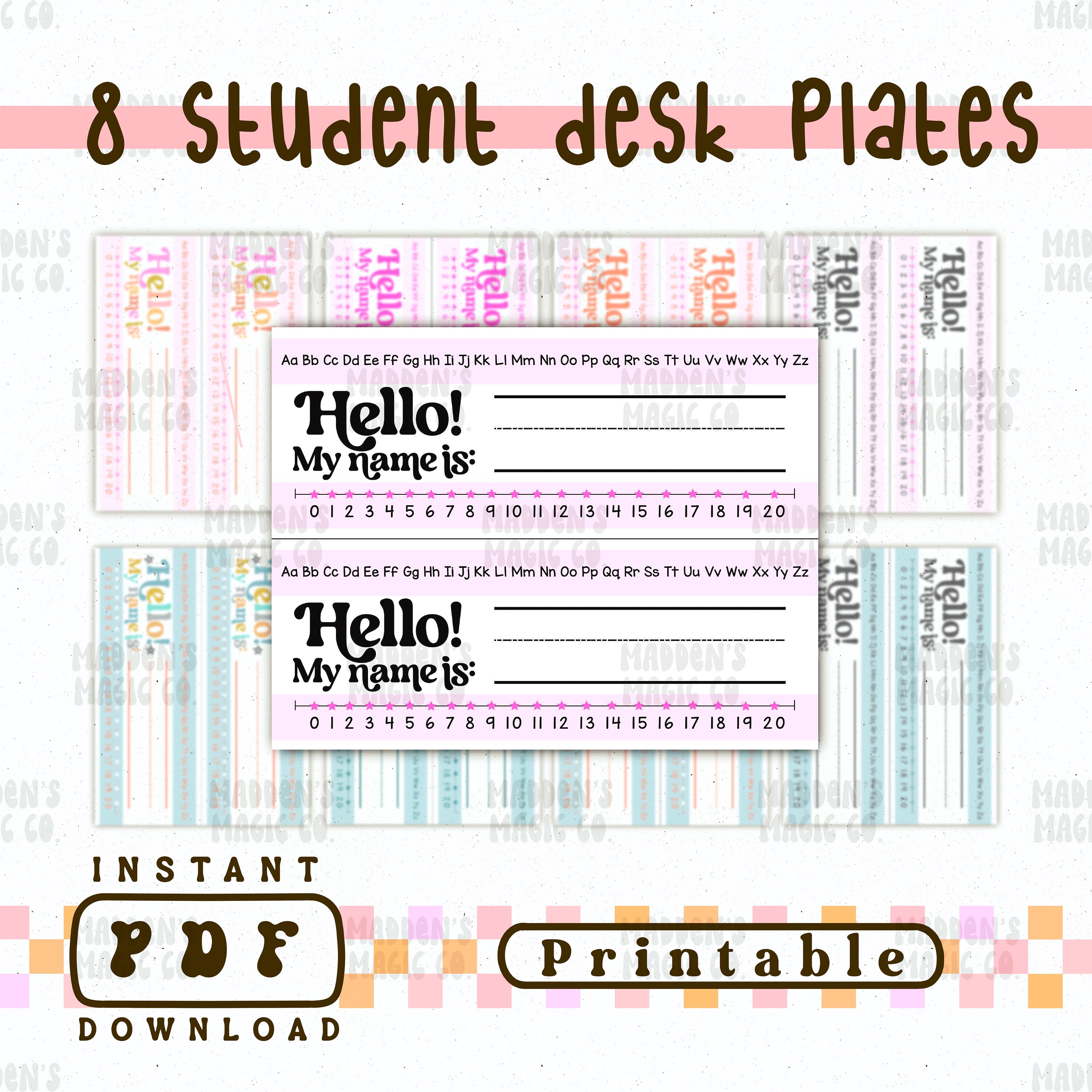 Student Desk Name Plate, Classroom Printable, Digital Download, Name ...