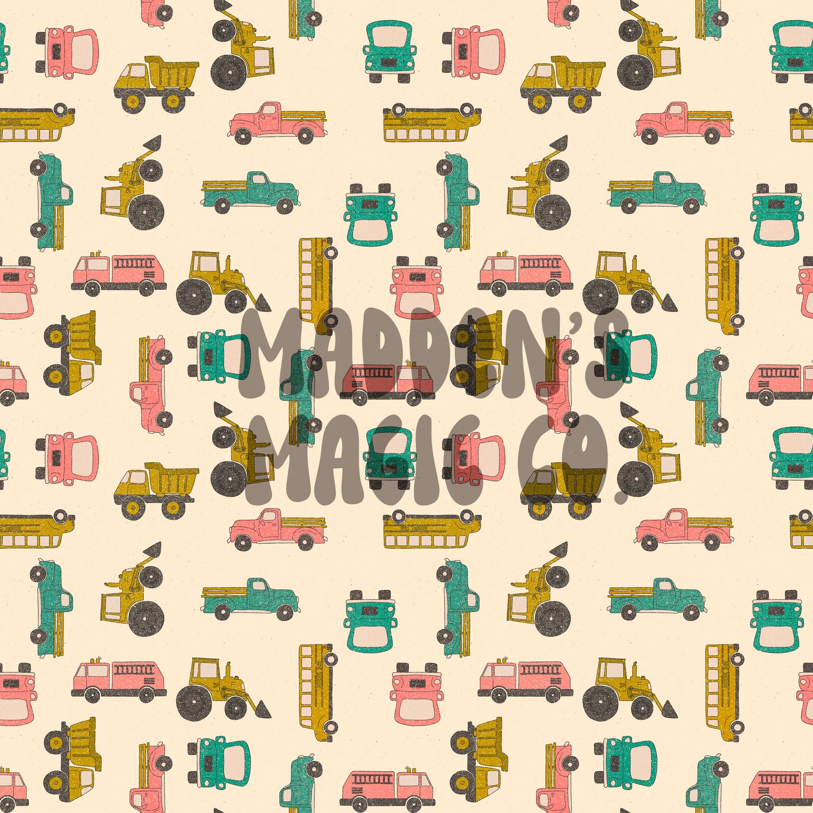 Retro Trucks Seamless Pattern Design for Fabric Printing | Boho Trucks ...
