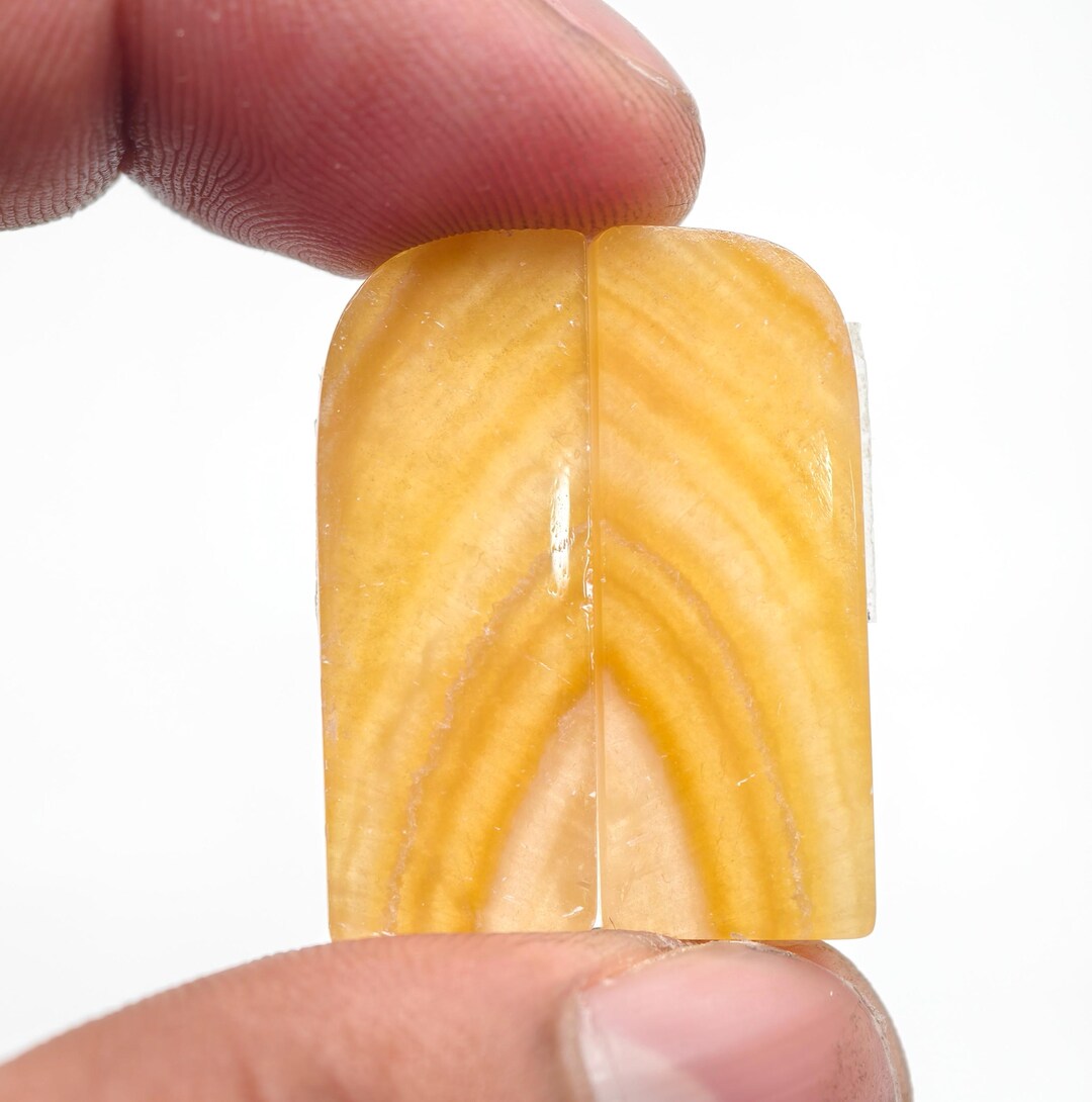 Rare Yellow Aragonite Gemstone Pair: Natural Crystal (11x28x4mm) - Etsy