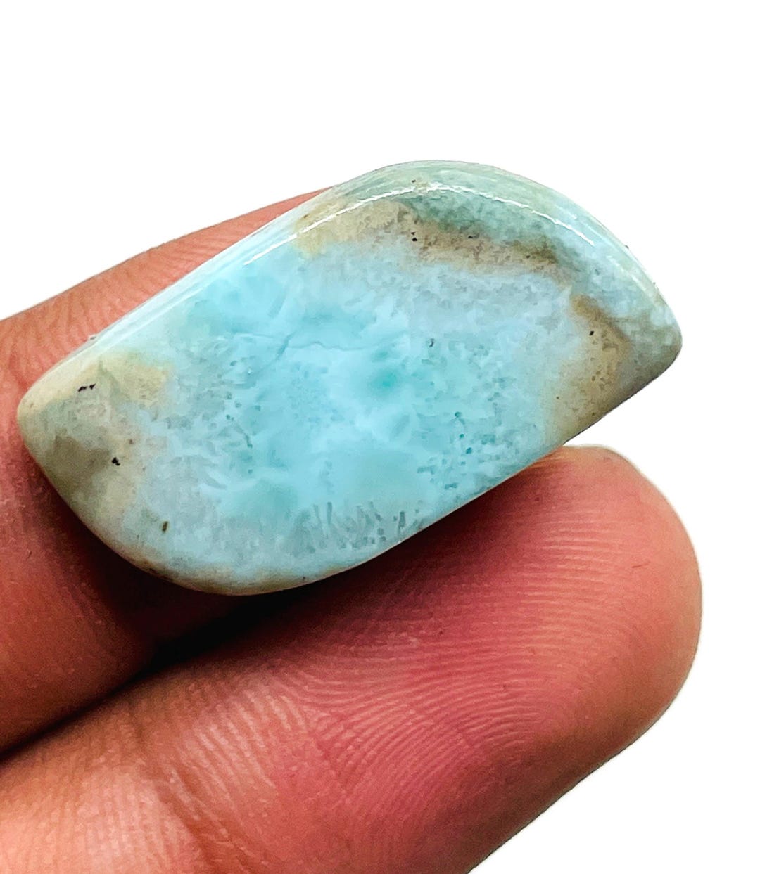 Genuine Larimar Gemstone Necklace - Handcrafted Ocean Blue Stone ...