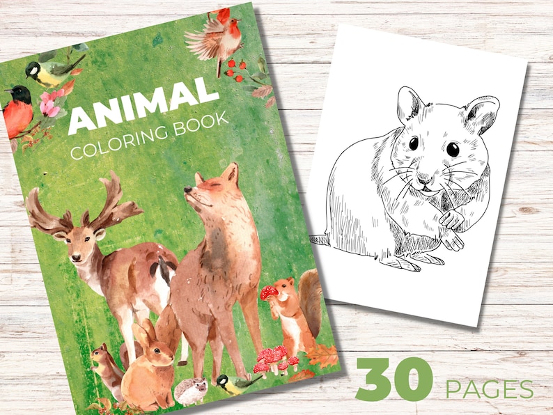 Animal Coloring Book, PDF Printable, 30 Pages, Forest and Savannah ...