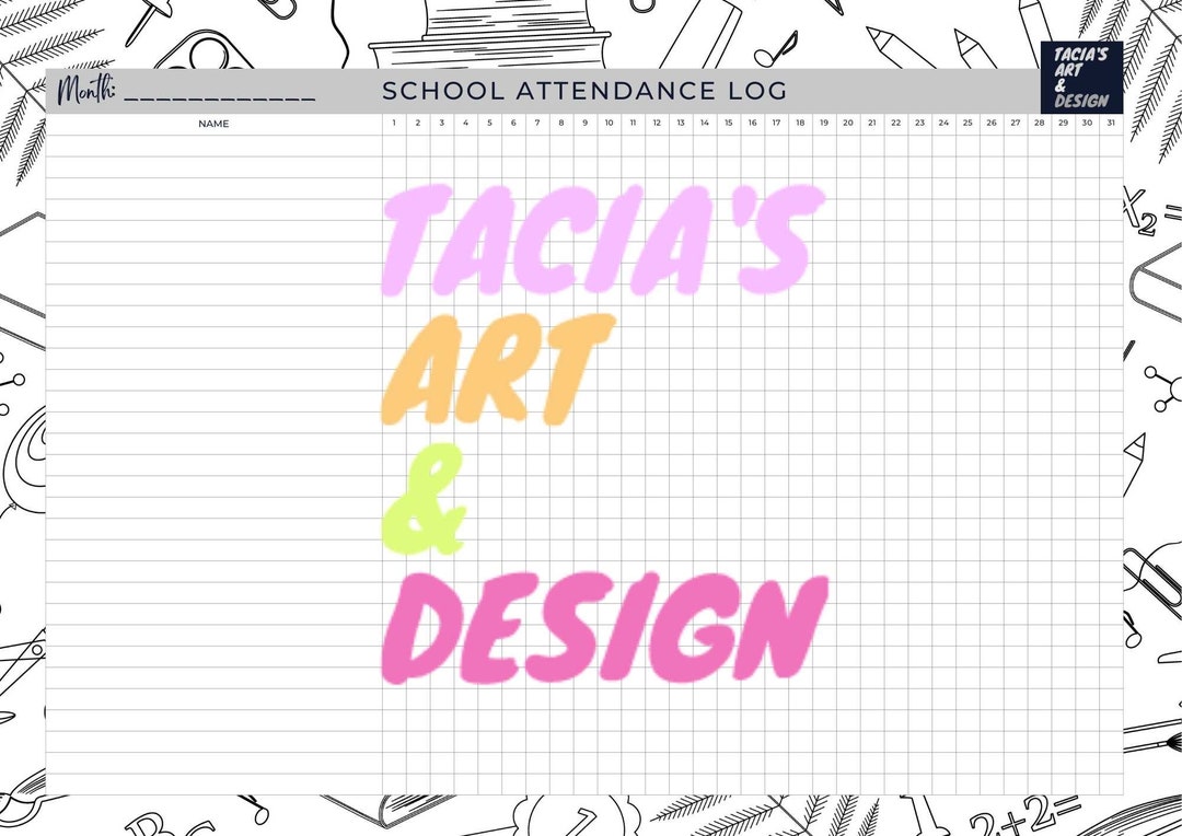 School Attendance Log Sheets Black and White Design - Etsy