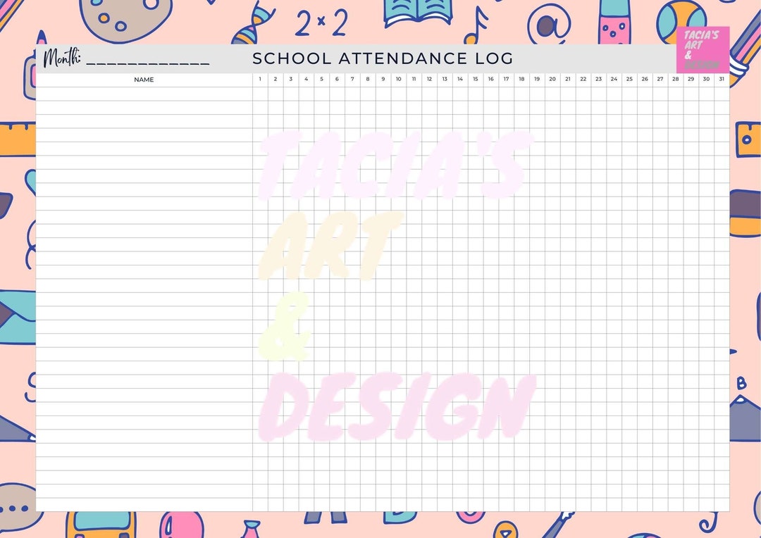 School Attendance Log Sheet Pastel Design - Etsy