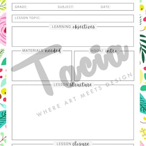 Printable Teacher Planner With Modern Floral Pattern - Etsy