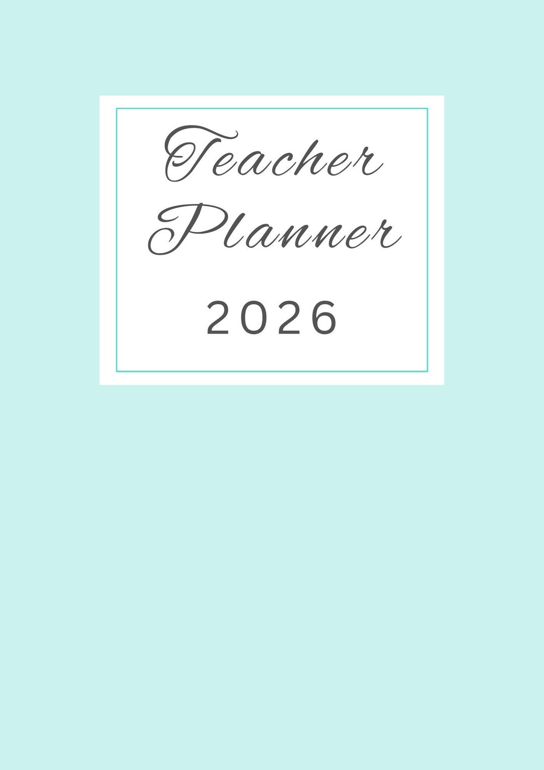 Minimalist Printable Teachers Planner - Turquoise 2026 - Etsy