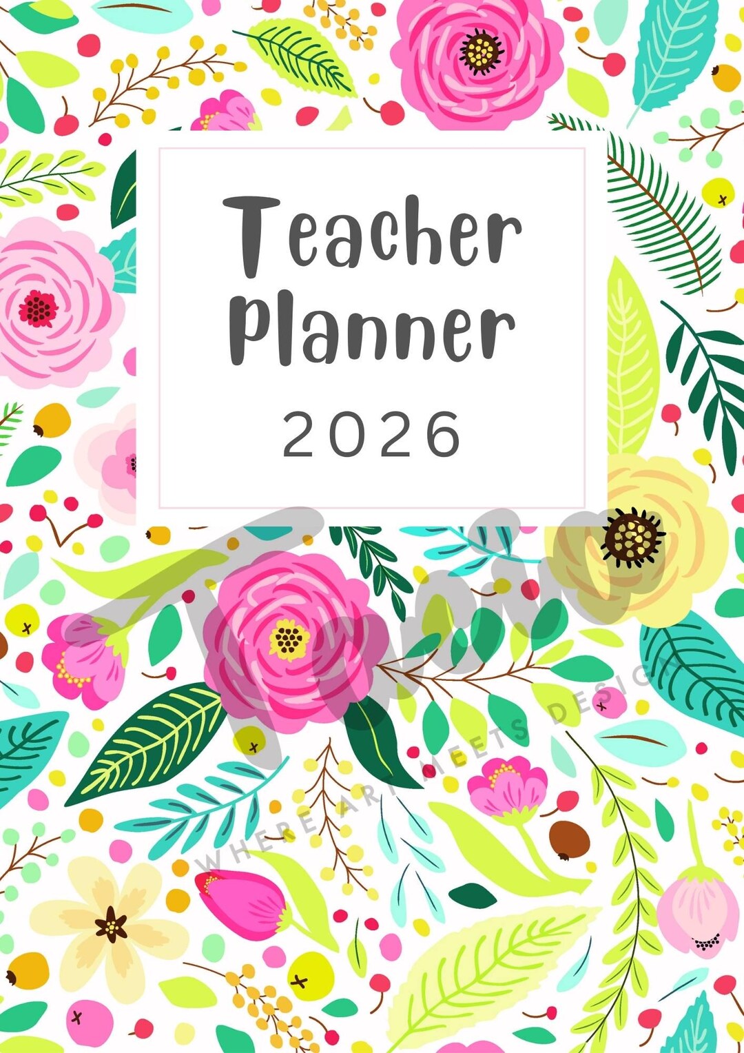 Printable Teacher Planner With Modern Floral Pattern - Etsy
