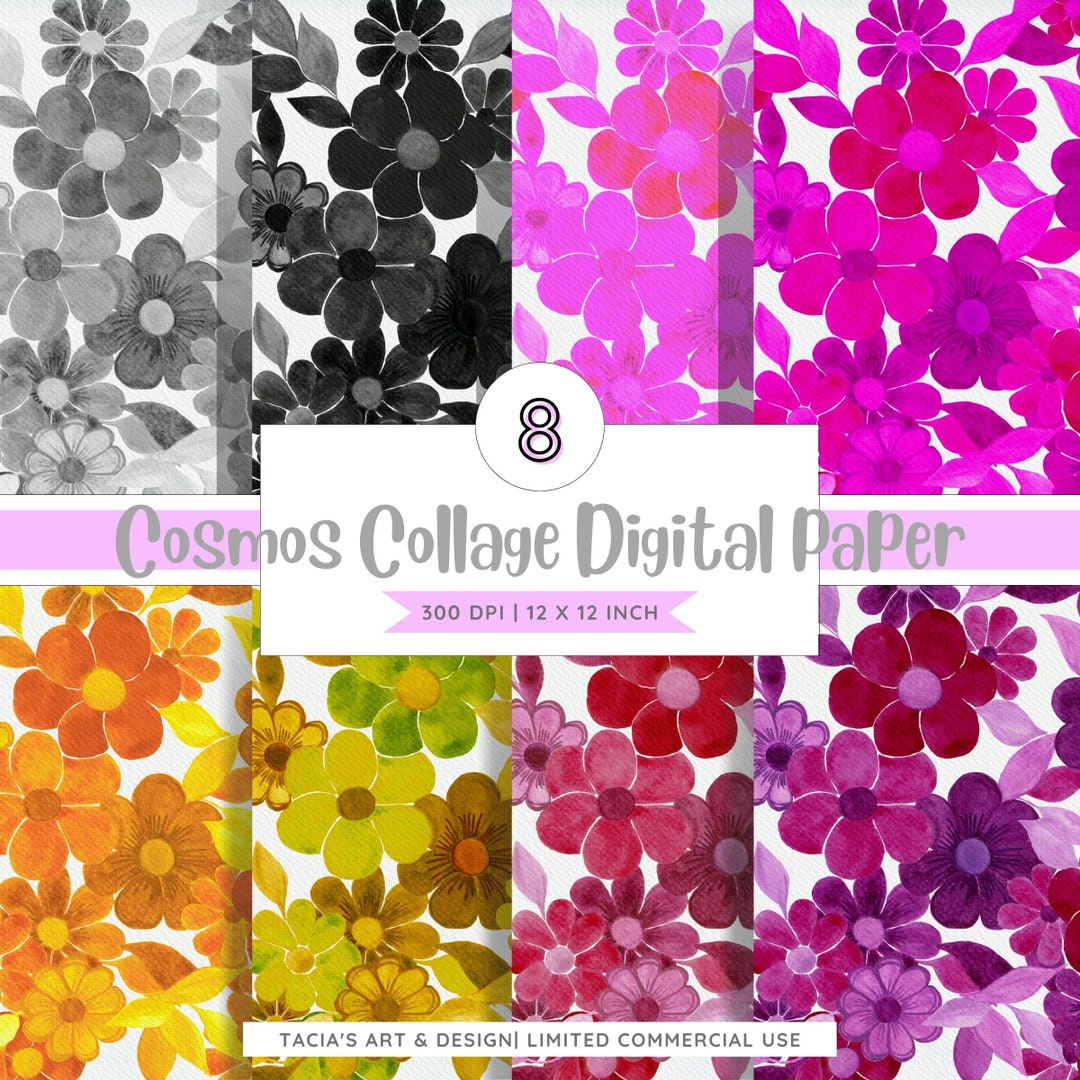 Cosmos Collage Digital Printable Paper - Etsy