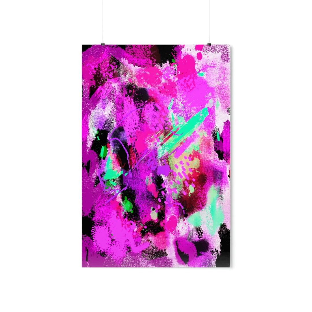 Colourful Mind Pink Abstract Art Print Bight Pink Modern Art - Etsy