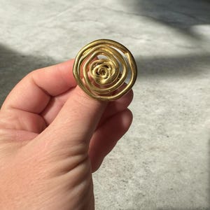 Handcrafted Spiral Statement Ring, Bold, Artistic, and Unique Jewelry Piece, Gold Tone Spiral ...