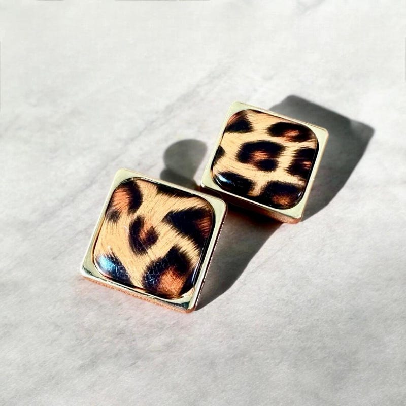 Leopard Stud Earrings - Etsy