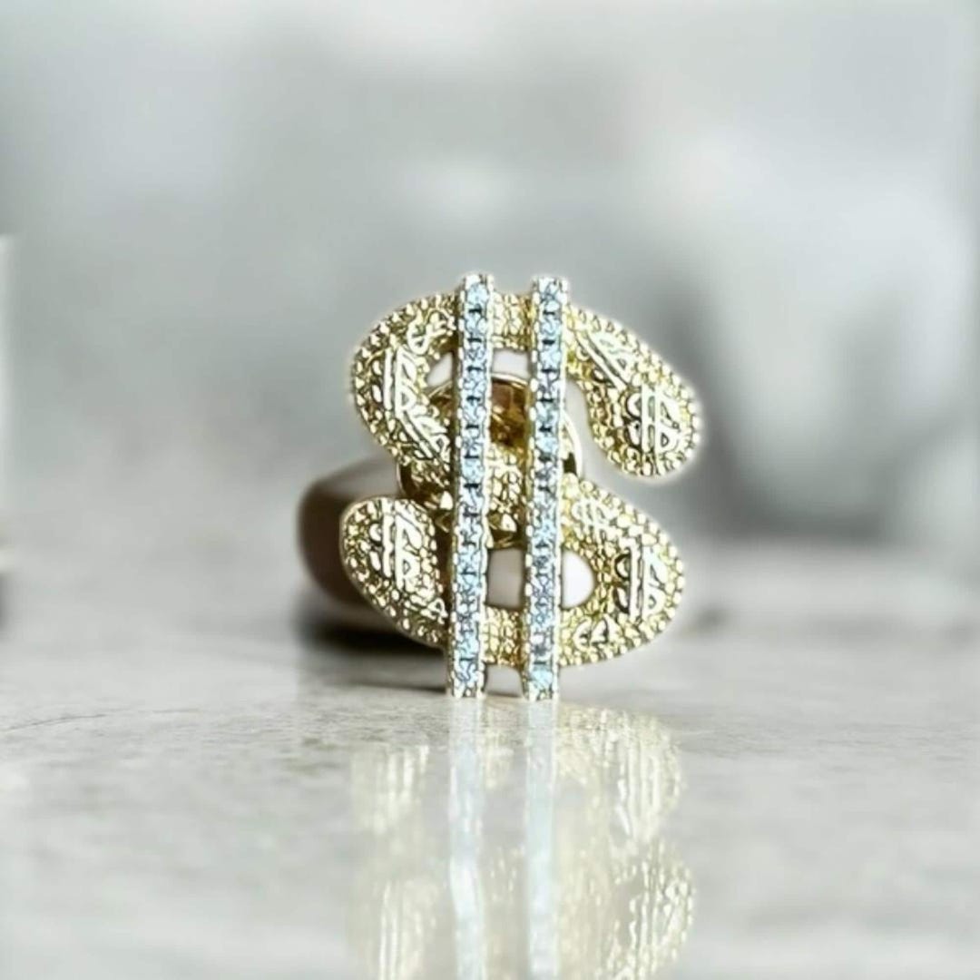 Dollar Sign Brooch With Glossy Finish, Gold Tone Money symbol pin - Etsy