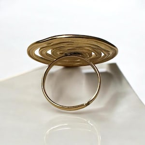Handcrafted Spiral Statement Ring, Bold, Artistic, and Unique Jewelry Piece, Gold Tone Spiral ...
