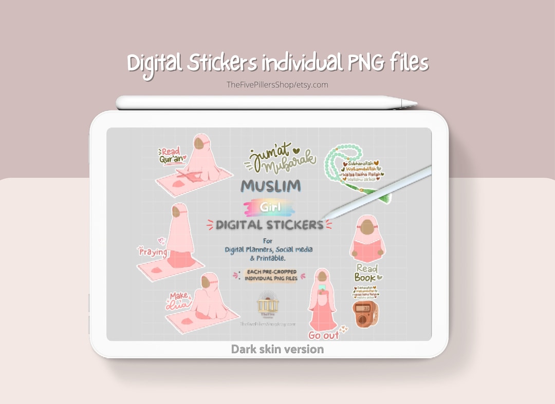 Digital Planner Stickers for Muslim Girl, Muslim Girl Planner Stickers ...