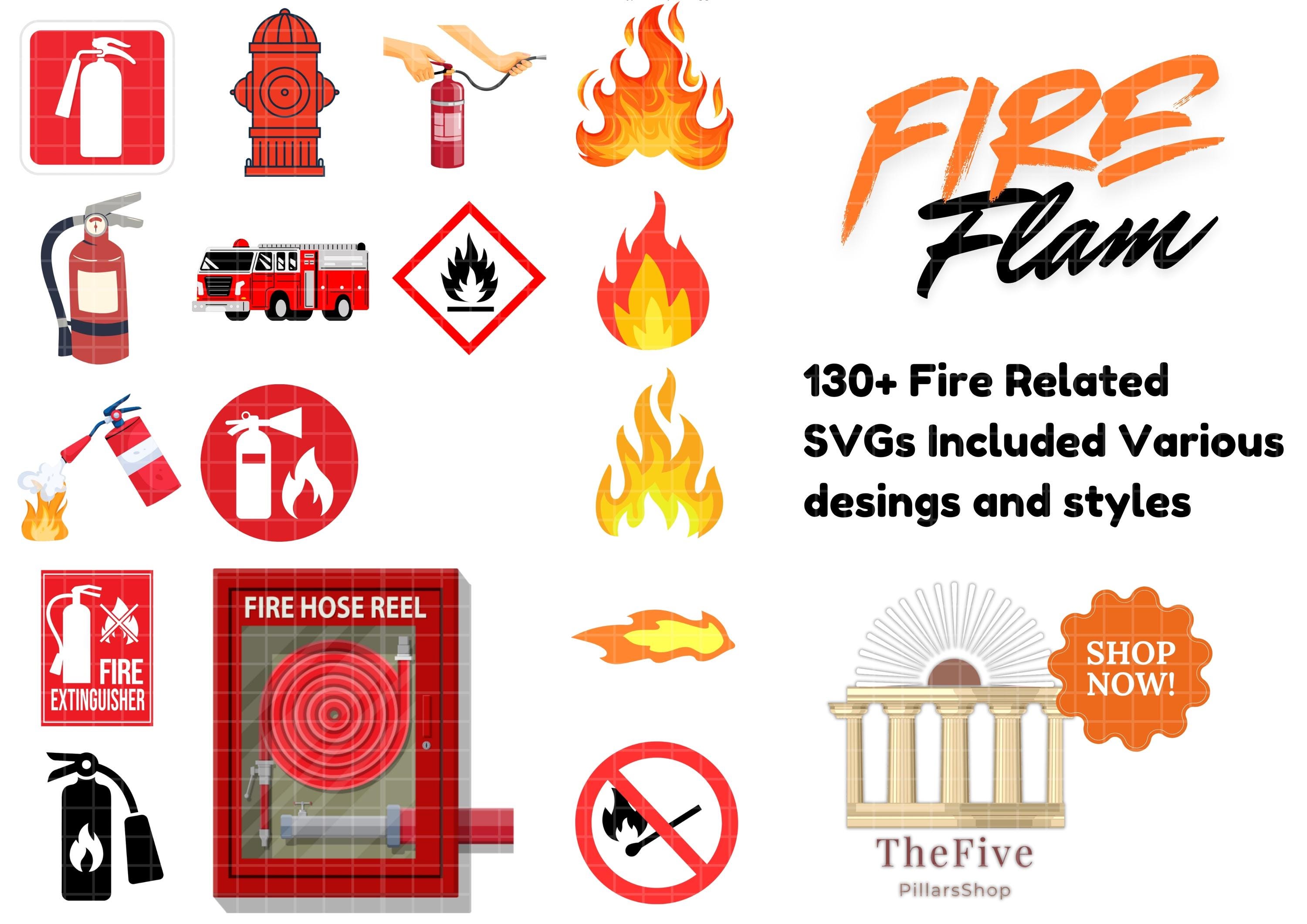Fire SVG Bundle, Fire Clipart, Fire Svg Files, Fire Flames Svg, No Fire ...