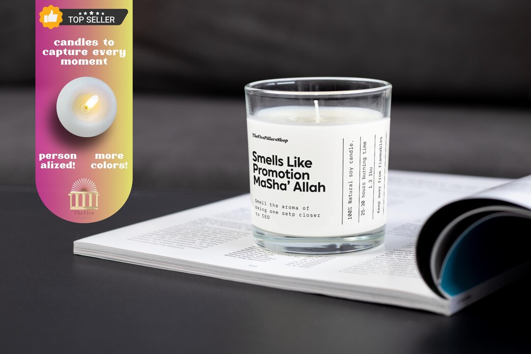 Smells Like A Promotion Soy Wax Candle, Promotion Gift Candle, Islamic ...
