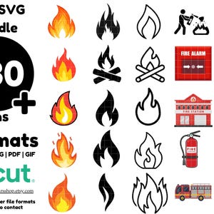 Fire SVG Bundle, Fire Clipart, Fire Svg Files, Fire Flames Svg, No Fire ...